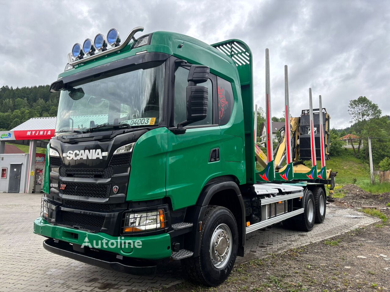 Ciężarówka do przewozu drewna Scania 500 XT 6x4 Steal Manual Retarder ...